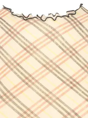 Burberry Checked Lettuce Hem Crewneck T-shirt - Teacup
