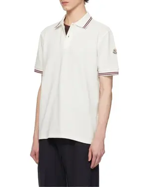 Moncler Logo Patch Short-sleeved Polo Shirt - White