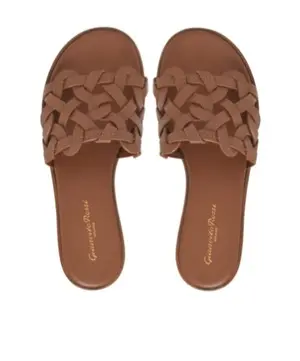 GIANVITO ROSSI Amalfi Interwoven Round Toe Flat Sandals - Brown