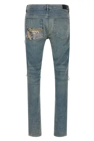 Amiri Belt Loop Distressed Denim Trousers - Blue