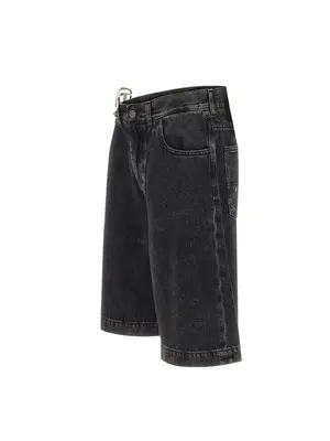 DIESEL® Logo Plaque Knee-length Denim Shorts - No