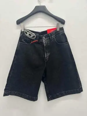 DIESEL® Logo Plaque Knee-length Denim Shorts - No