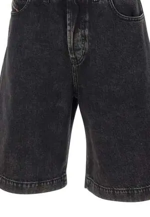 DIESEL® Logo Plaque Knee-length Denim Shorts - No