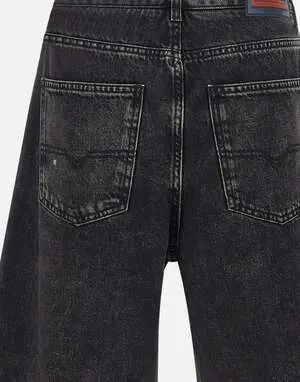 DIESEL® Logo Plaque Knee-length Denim Shorts - No