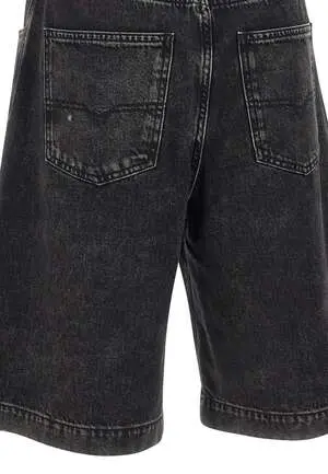 DIESEL® Logo Plaque Knee-length Denim Shorts - No