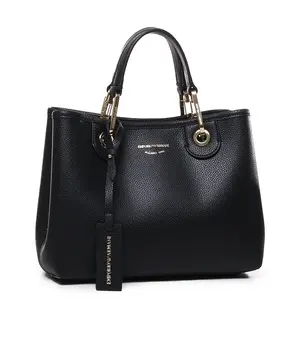 Emporio Armani Logo Stamp Shopping Bag - Black