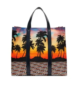 Fendi Fabric Tote Bag With Tropical Landscape Print