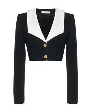 Alessandra Rich Cropped Jacket With Ruffle Collar - No