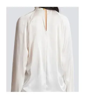 Balmain Draped High Neck Blouse - White