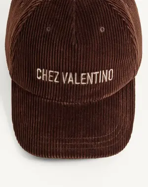 Valentino Garavani Chez Embroidered Corduroy Baseball Cap