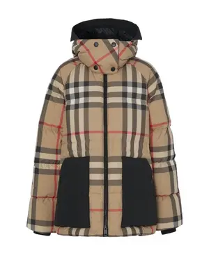 Burberry Vintage Check Padded Jacket With Drawstring Waist - Nude