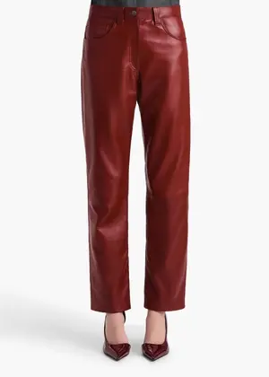 Khaite Callum Straight Leg Trousers - Garnet Leather
