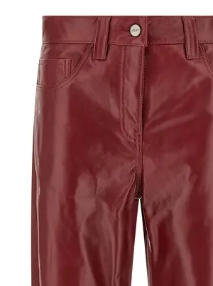 Khaite Callum Straight Leg Trousers - Garnet Leather