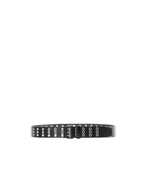 ANN DEMEULEMEESTER Eyelet-embellished Leather Belt - Black