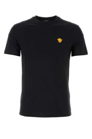 Versace Logo Embroidered Crewneck T-shirt - Black