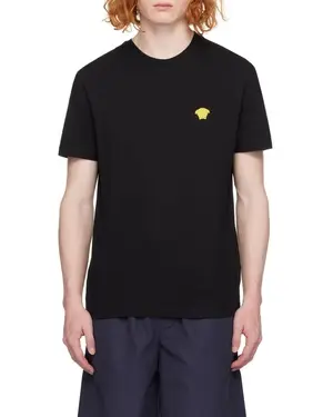 Versace Logo Embroidered Crewneck T-shirt - Black