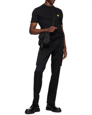 Versace Logo Embroidered Crewneck T-shirt - Black