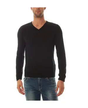Emporio Armani V-neck Logo Pullover - Black