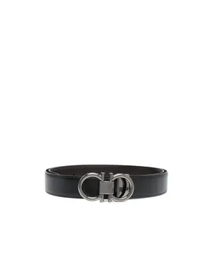 FERRAGAMO Double Gancio Buckle Belt - Black