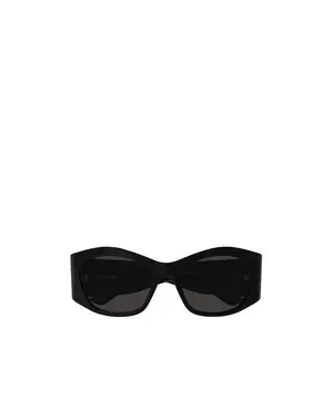 Balenciaga Wraparound Rectangular Sunglasses - Black