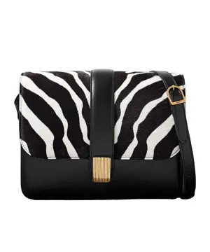 Khaite Blake Zebra-print Leather Crossbody Bag - Black