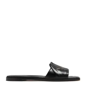 Alexander McQueen Seal Embossed Slip-on Slides - Black