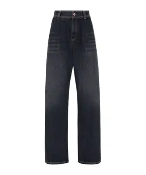 Brunello Cucinelli High-waisted Wide-leg Jeans - Black