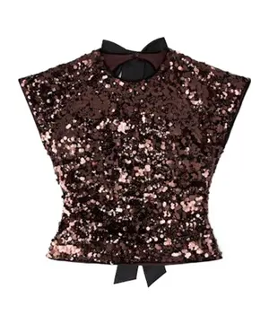 GANNI Open Back Sequined Top With Bow Detail