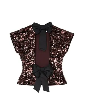 GANNI Open Back Sequined Top With Bow Detail
