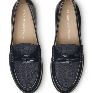 STUART WEITZMAN Patent Leather Loafers With Bow Detail - Black