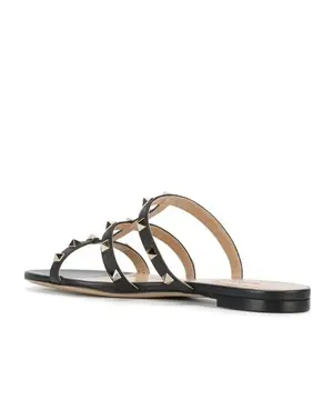 Valentino Garavani Rockstud Flat Slide Sandals - Black