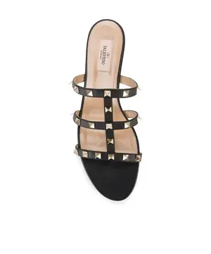 Valentino Garavani Rockstud Flat Slide Sandals - Black