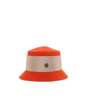 MAISON MICHEL Logo Decorated Fisherman's Hat - Red