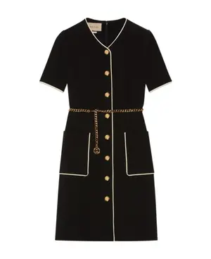 Gucci Buttoned Short-sleeve Midi Dress - Black