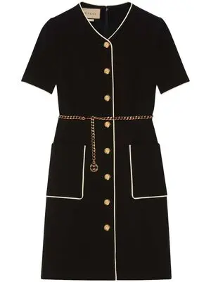 Gucci Buttoned Short-sleeve Midi Dress - Black