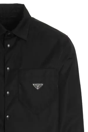 Prada Logo Plaque Chest Pocket Shirt
