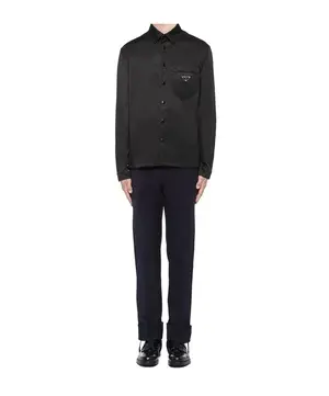Prada Logo Plaque Chest Pocket Shirt