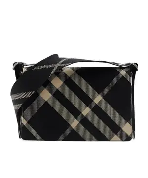 Burberry Checked Trench Crossbody Bag - Black/plain White