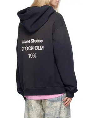 Acne Studios Garment Dyed Logo Hoodie - Black