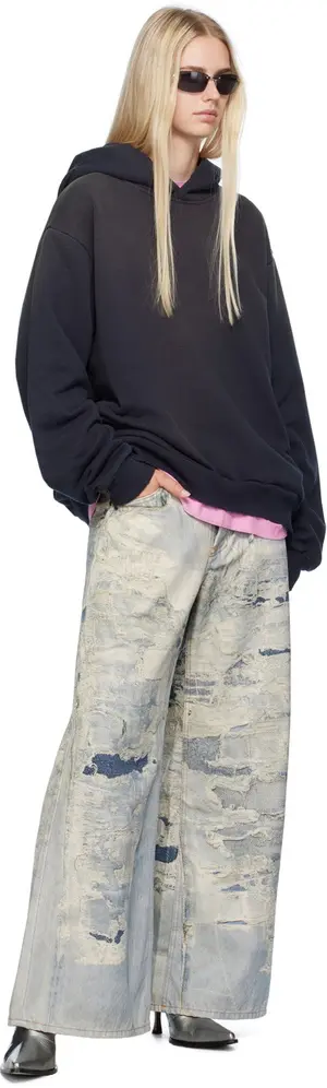 Acne Studios Garment Dyed Logo Hoodie - Black
