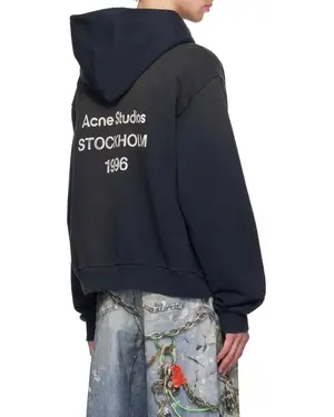 Acne Studios Garment Dyed Logo Hoodie - Black