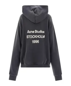 Acne Studios Garment Dyed Logo Hoodie - Black