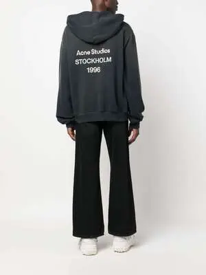 Acne Studios Garment Dyed Logo Hoodie - Black