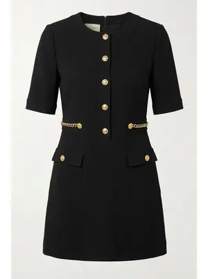 Gucci Short Sleeve Dress With Gold Buttons And Pockets