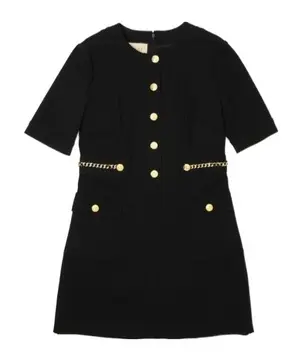 Gucci Short Sleeve Dress With Gold Buttons And Pockets