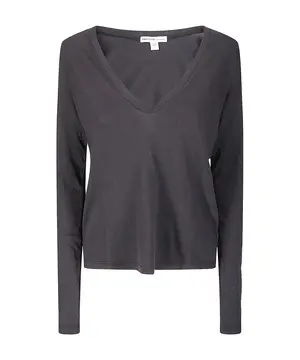 JAMES PERSE Deep V-neck Long Sleeve T-shirt