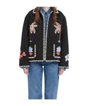 Alanui Embroidered Graphic Pattern Jacket - Black
