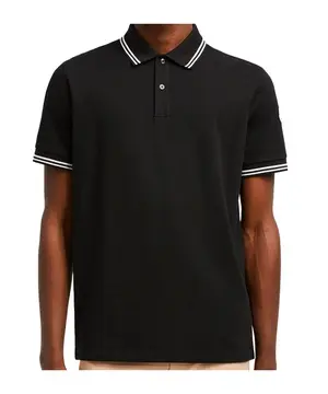 Moncler Logo Patch Short Sleeved Polo Shirt - Black