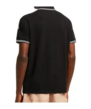Moncler Logo Patch Short Sleeved Polo Shirt - Black