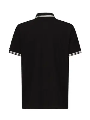 Moncler Logo Patch Short-sleeved Polo Shirt - Black